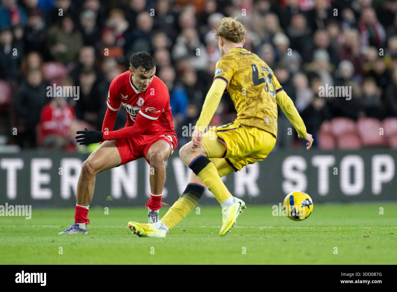 David Strelec of Middlesbrough looks tfor a shooting opportunity during ...