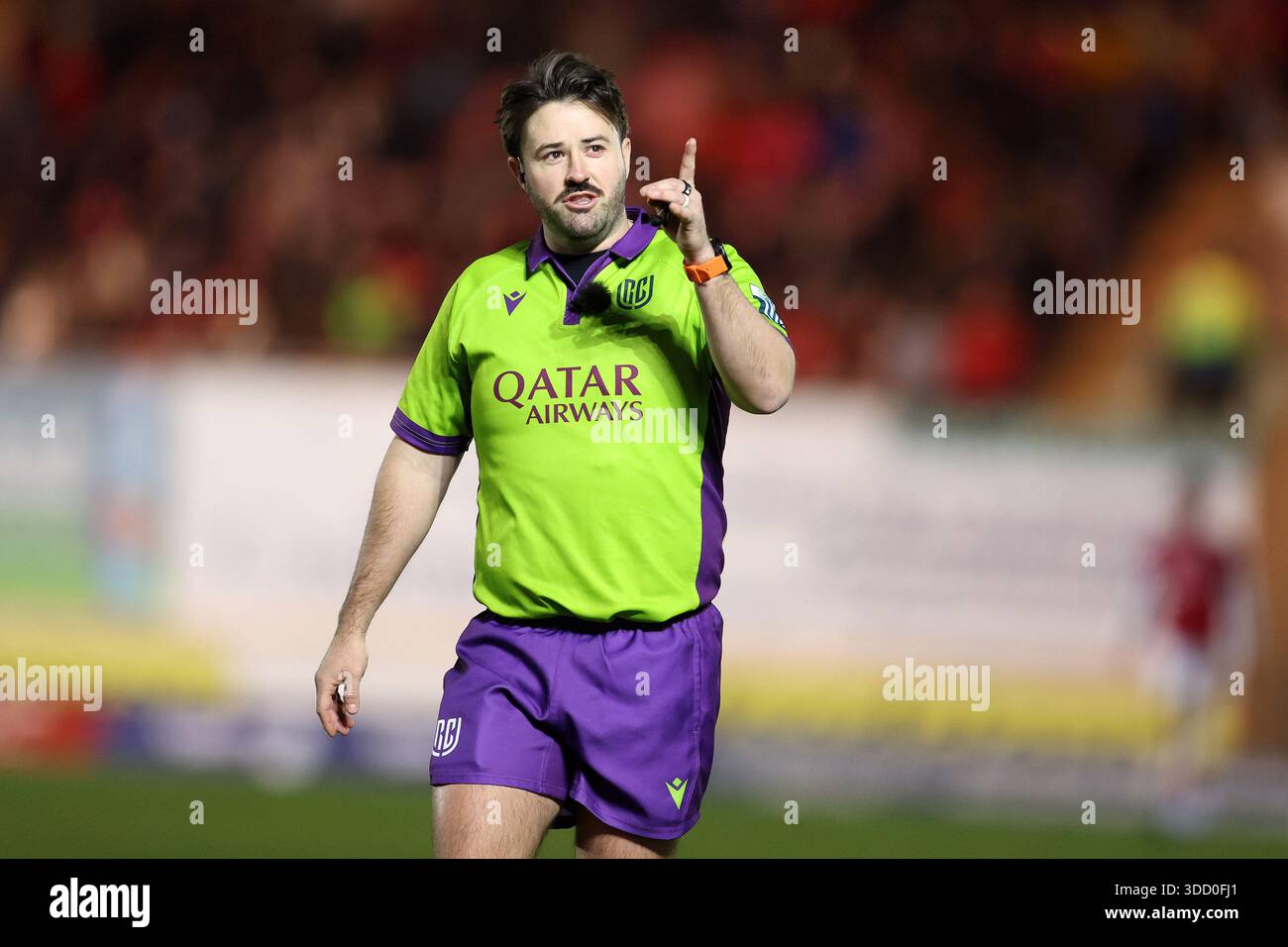 Referee Ben Whitehouse looks on. United Rugby Championship , Scarlets v ...