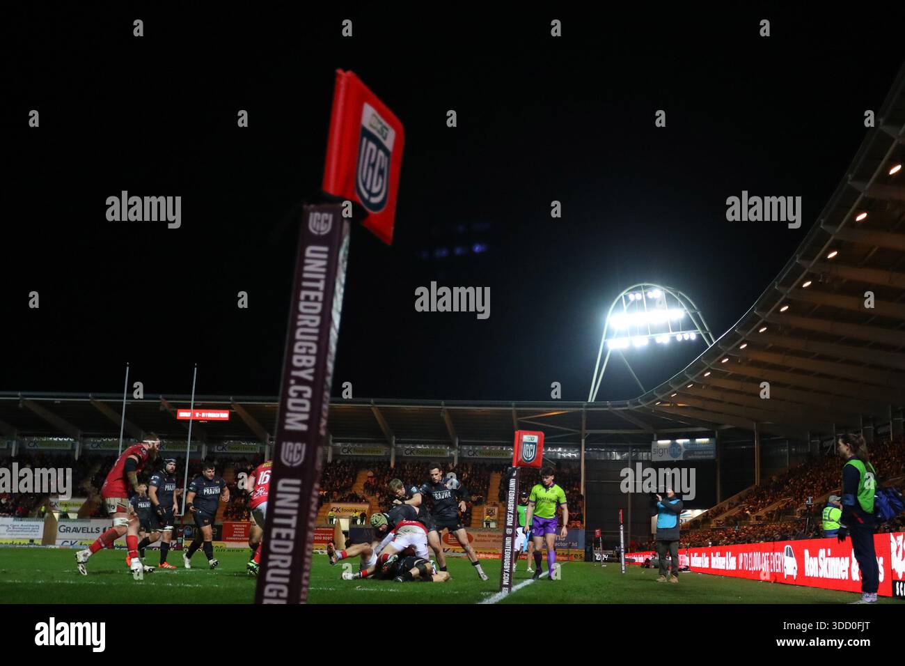 General action between Scarlets (in red) & Ospreys. United Rugby ...