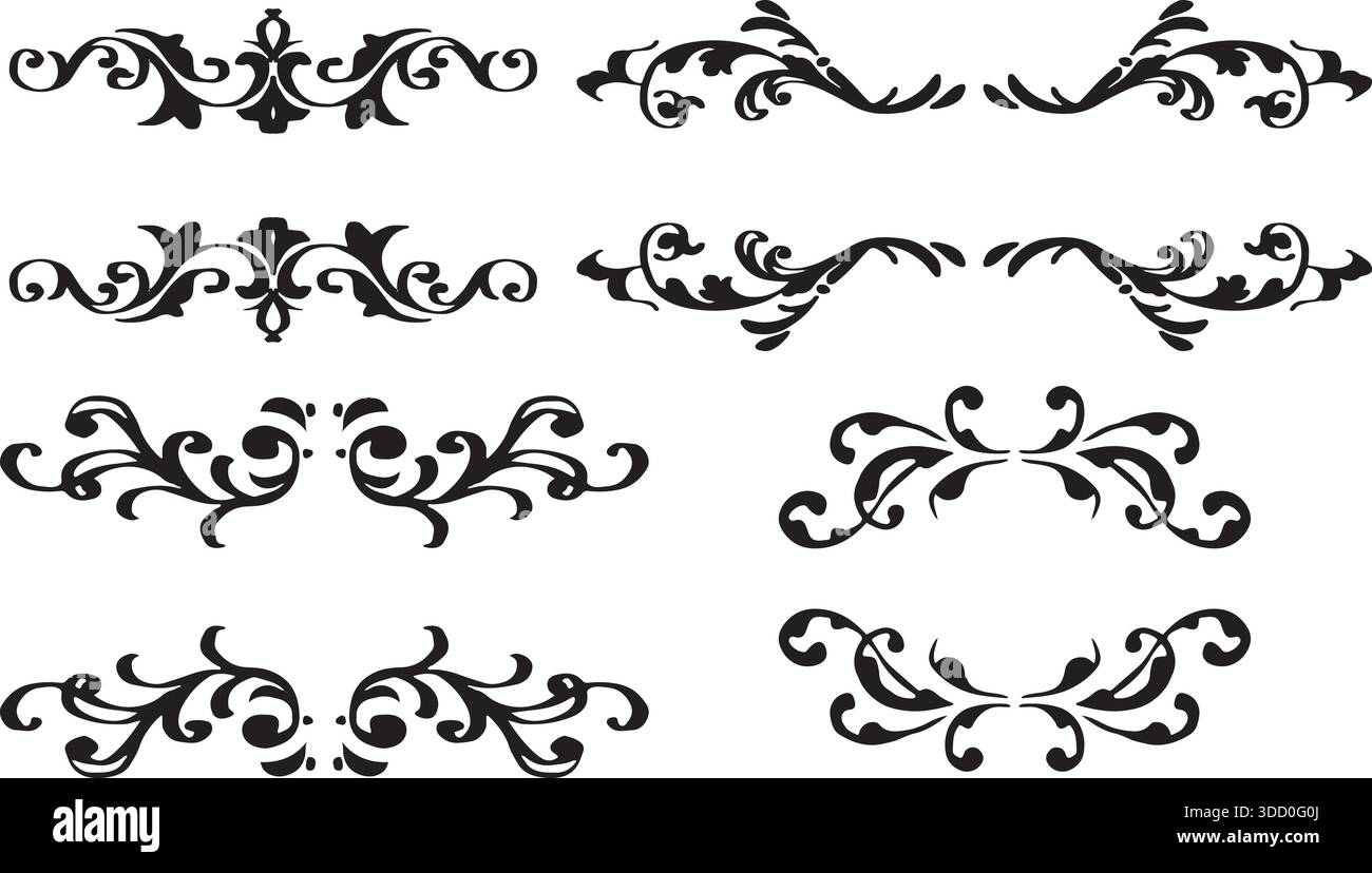 Gothic style line set Black and White Stock Photos & Images - Alamy