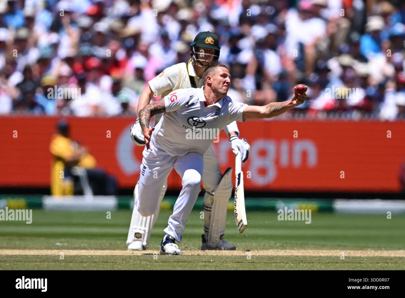 Brydon Carse of England catches out Michael Nesser of Australia during ...