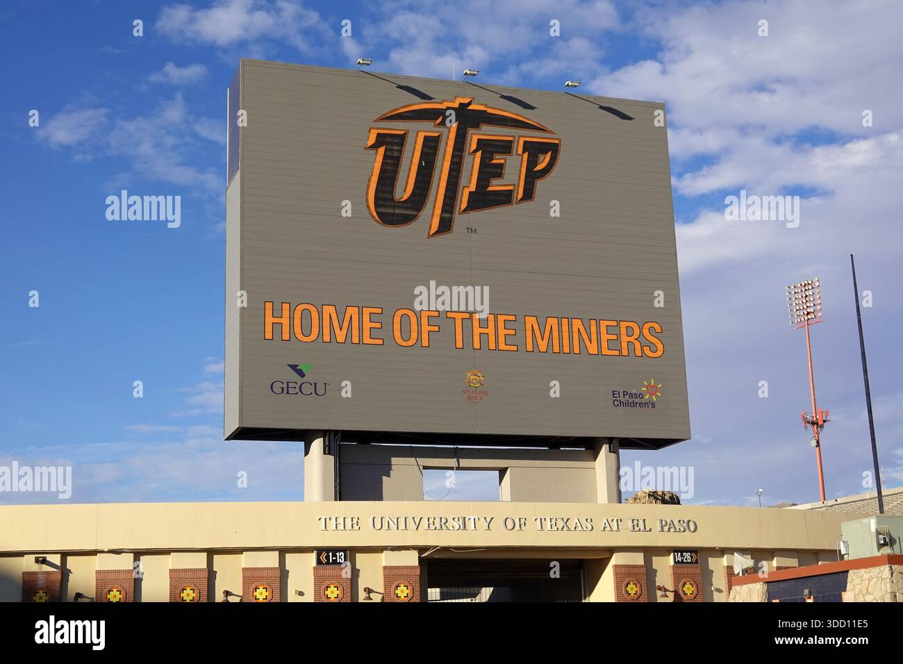 The UTEP Miners logo on the Sun Bowl Stadium video board, Thursday, Dec ...