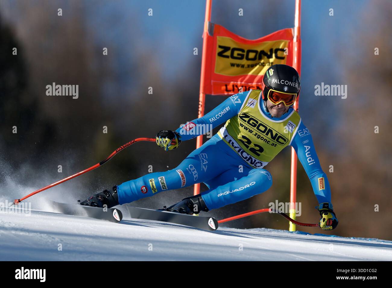 Italy's Christof Innerhofer speeds down the course during an alpine ski ...