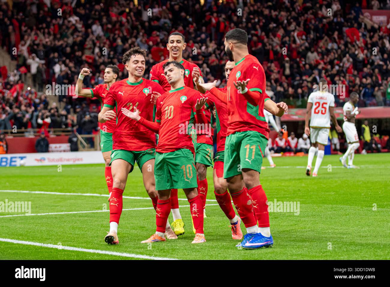 Brahim Díaz of Morocco celebrates scoring a goal with team-mates during ...