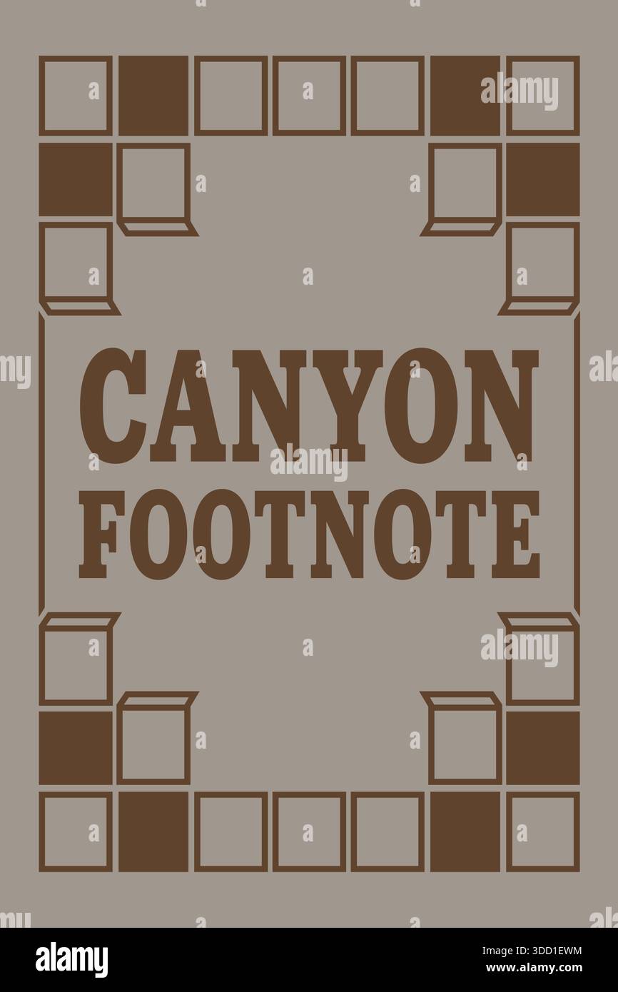 A strong blocky border with stepped squares frames condensed lettering ...