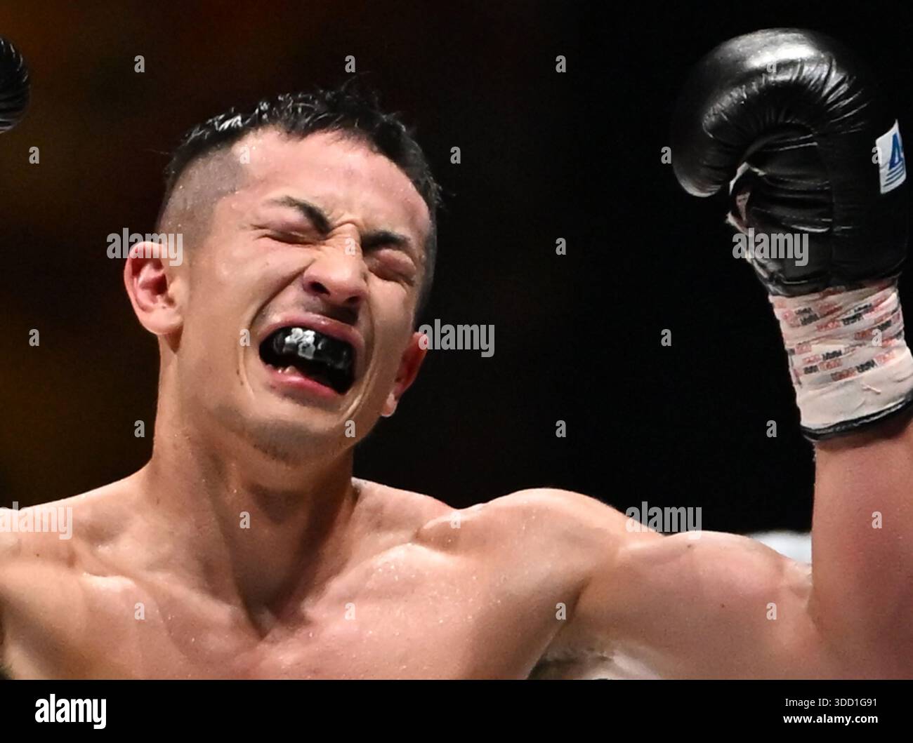 Masamichi Yabuki of Japan reacts after winning against Felix Pedro ...