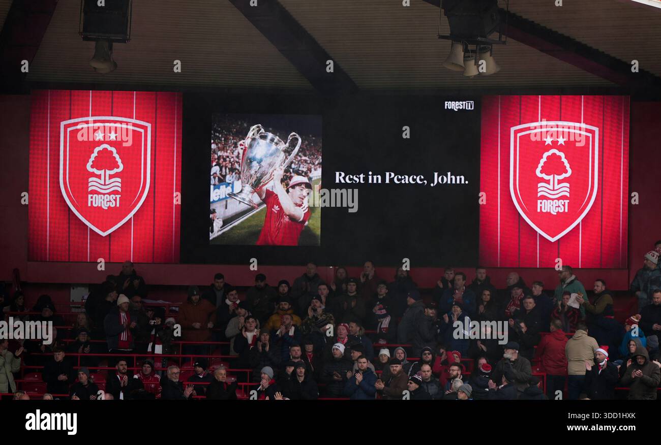 A tribute in memory of John Robertson at the City Ground, Nottingham ...