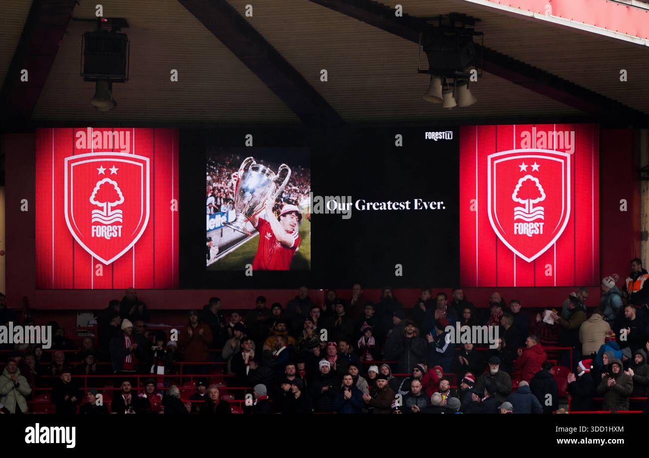 A tribute in memory of John Robertson at the City Ground, Nottingham ...