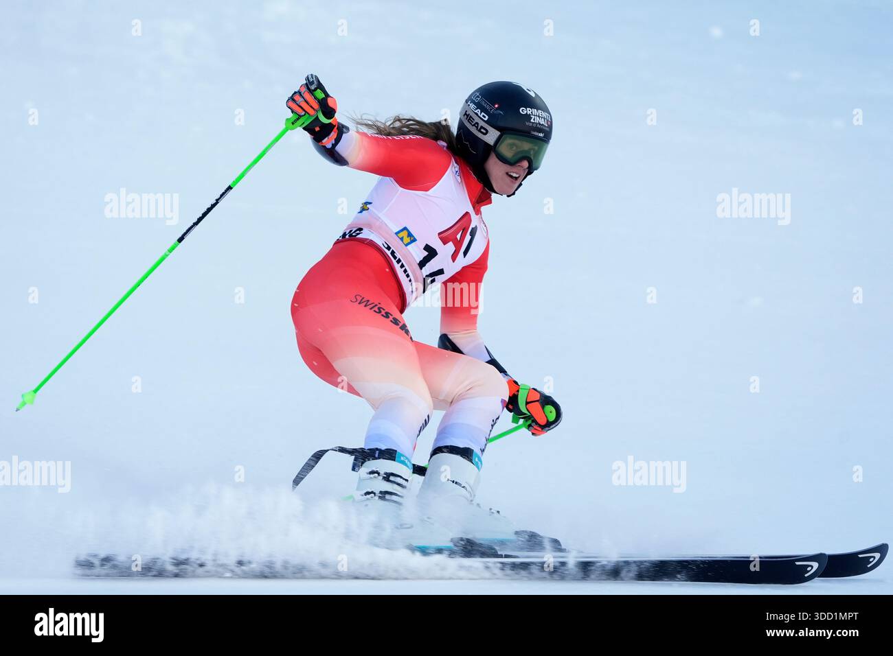 Switzerland's Camille Rast arrives at the finish area of an alpine ski ...