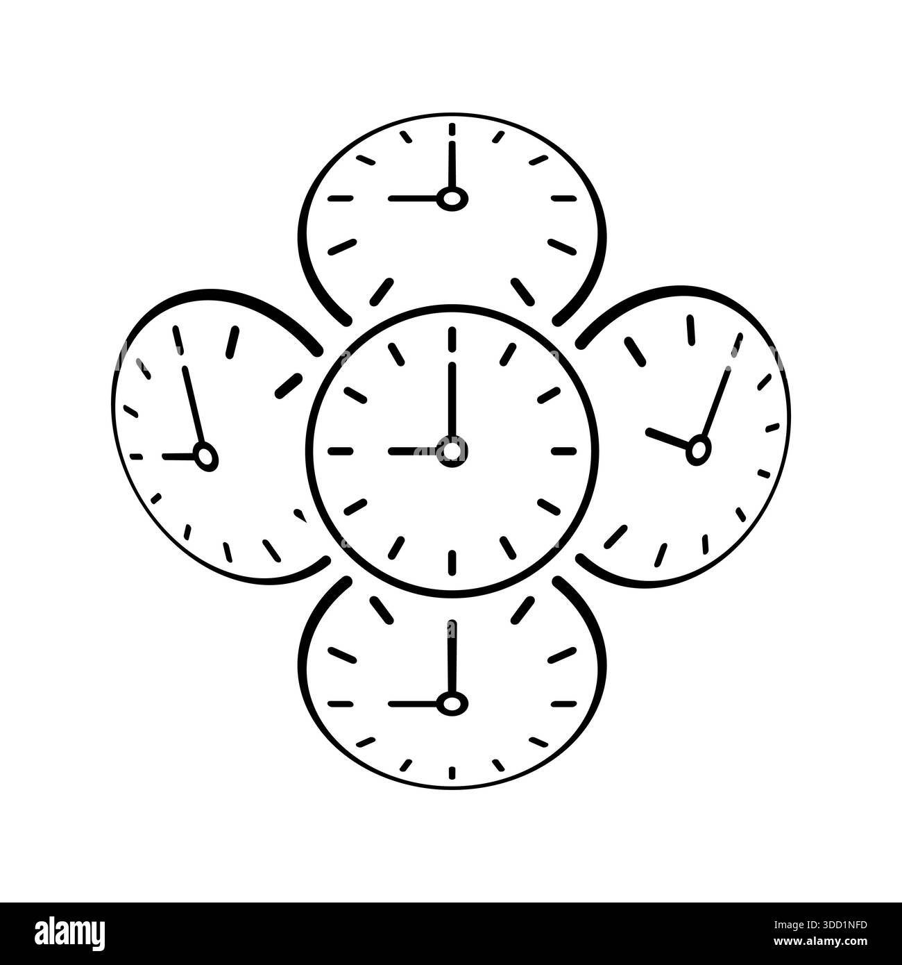 Four-piece clock concept. Perspective clocks. Clock concept for ...