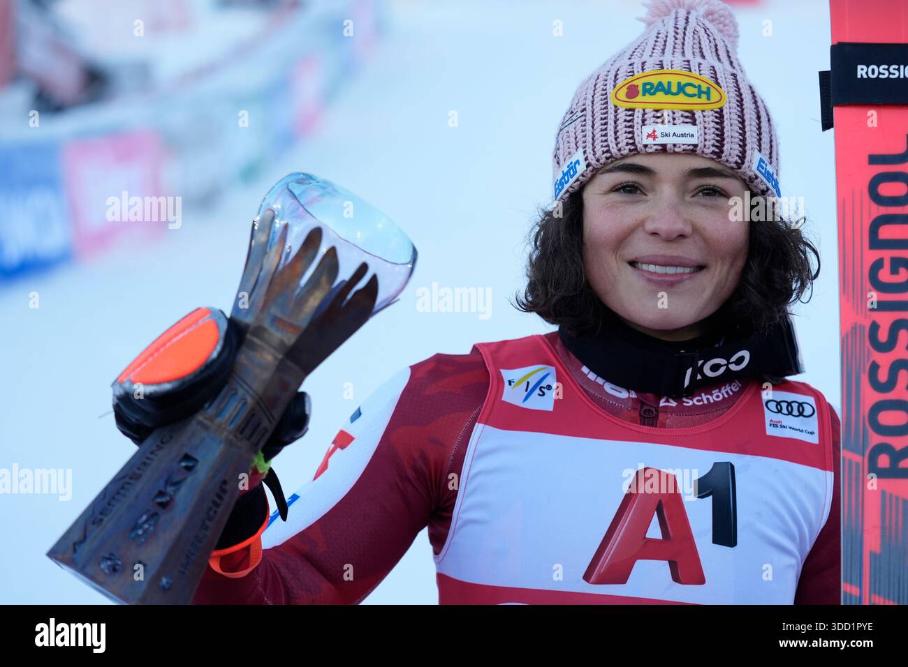 Austria's Julia Scheib celebrates winning an alpine ski, women's World ...