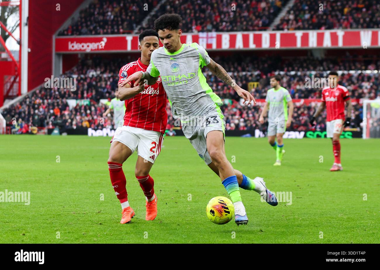 Manchester City's Nico O'Reilly and Nottingham Forest's Omari ...