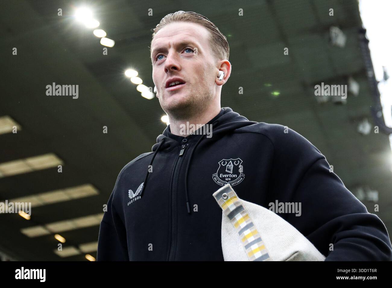 Jordan Pickford of Everton arrives at ground ahead of the Premier ...