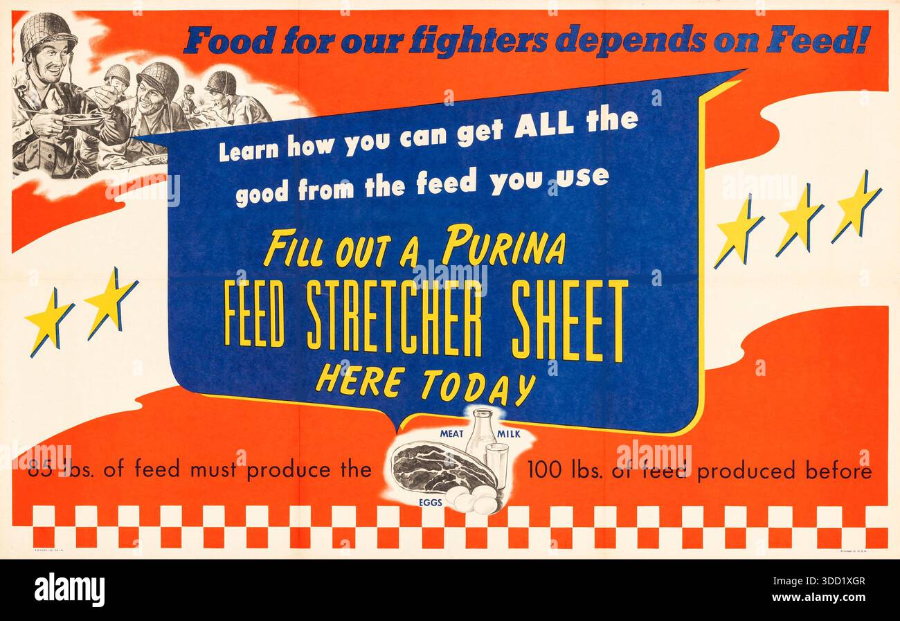 World War II Propaganda Poster (1943) "Food for our fighters depends on ...