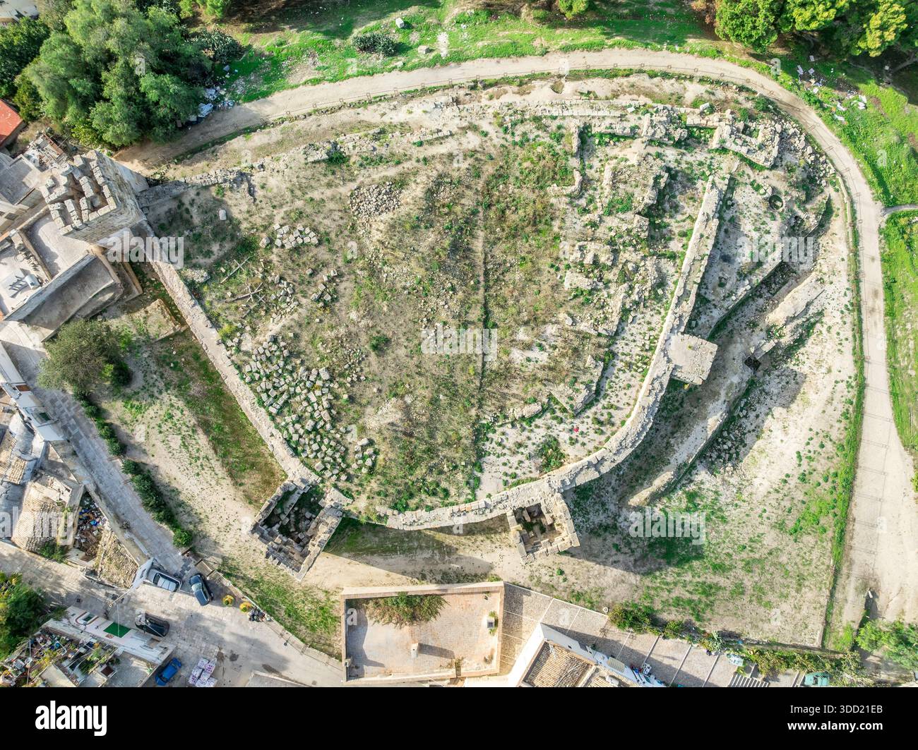 Aerial view of Castle of Canosa di Puglia: Medieval Norman Fortress ...