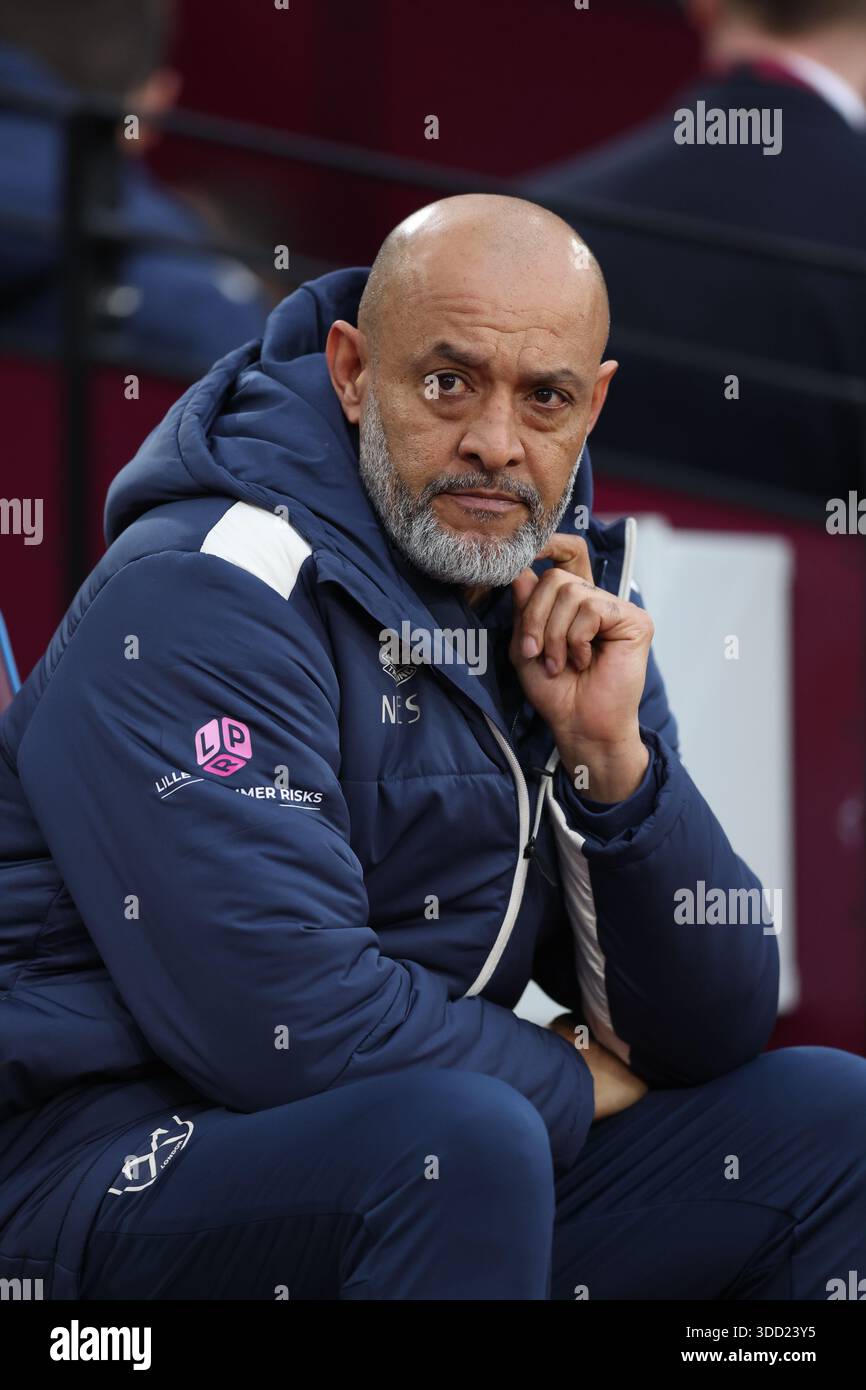 West Ham's head coach Nuno Espirito Santo during the Premier League ...