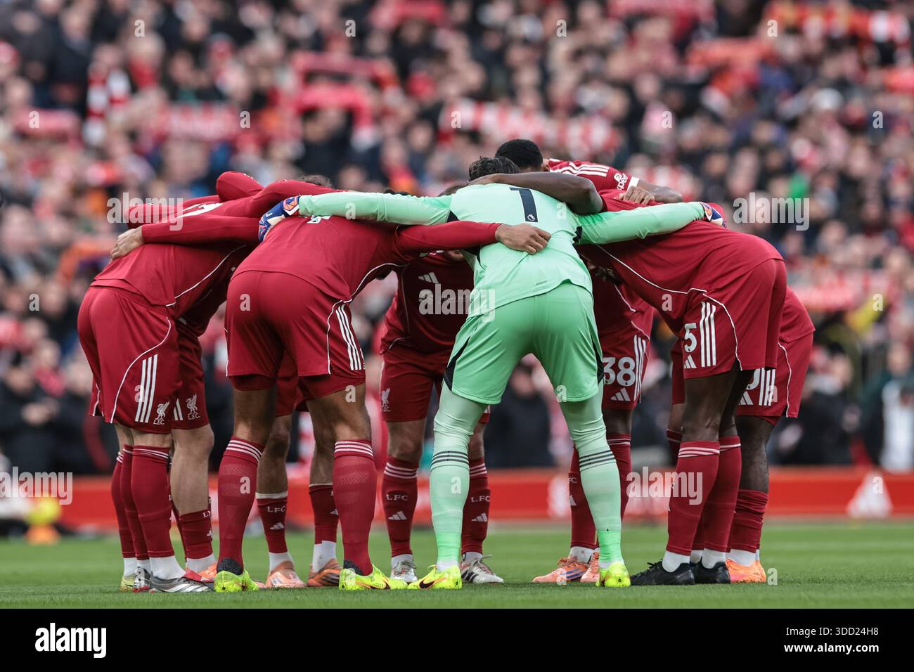 Liverpool group huddle during the Premier League match Liverpool vs ...