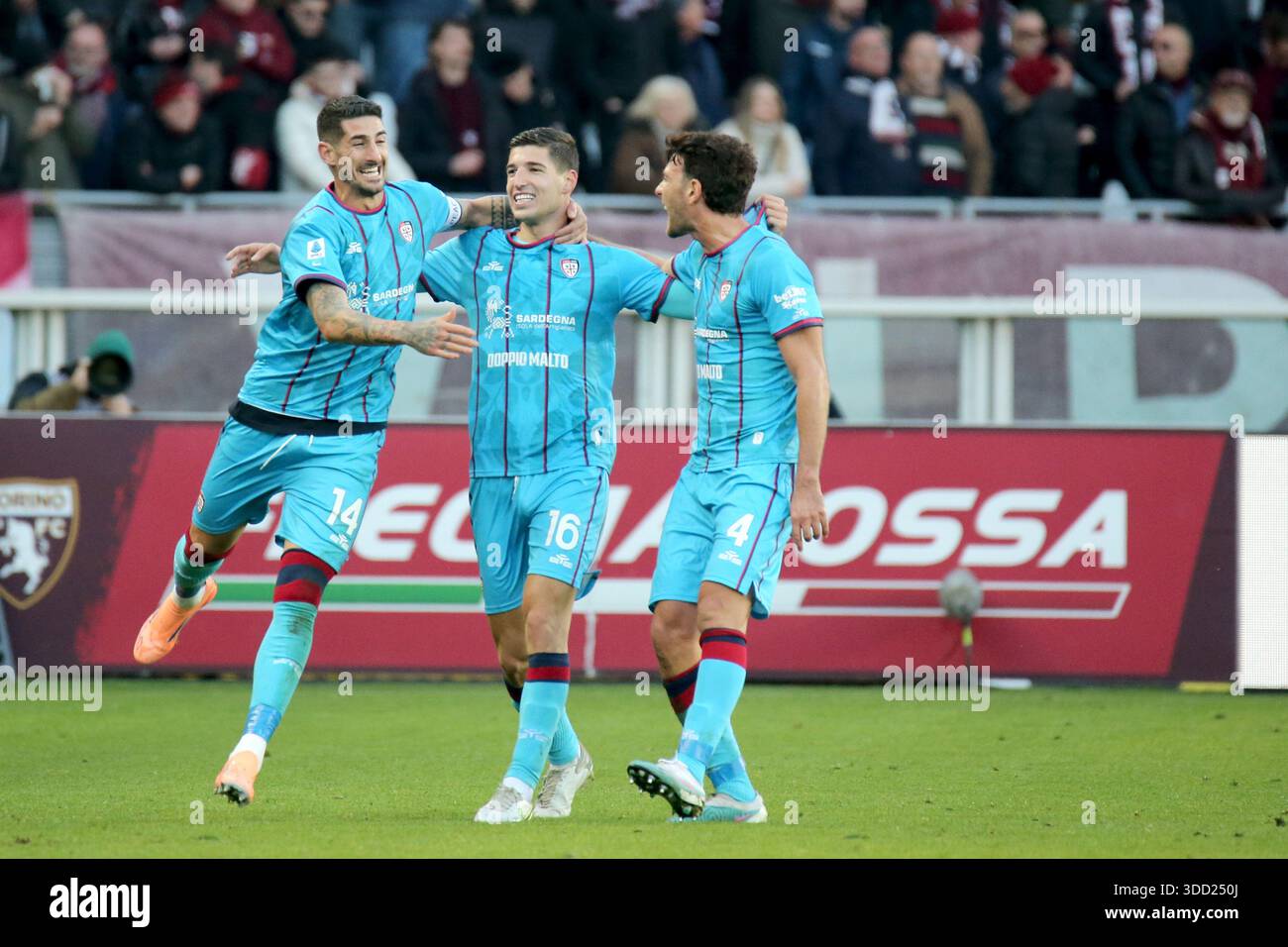 Matteo Prati (Cagliari Calcio) celebrates during Torino FC vs Cagliari ...