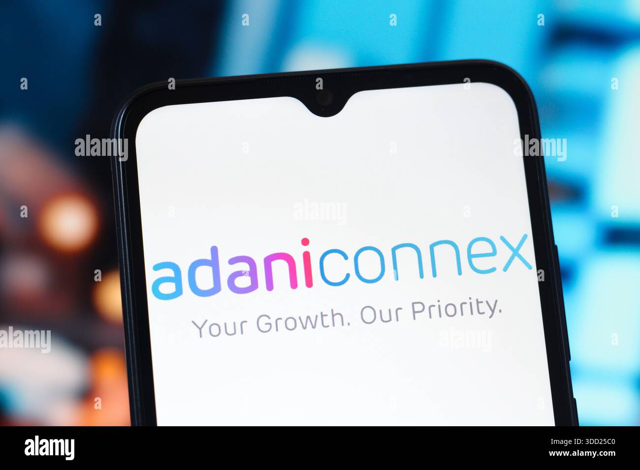 In this photo illustration, the AdaniConneX (Adani ConneX) logo is seen ...