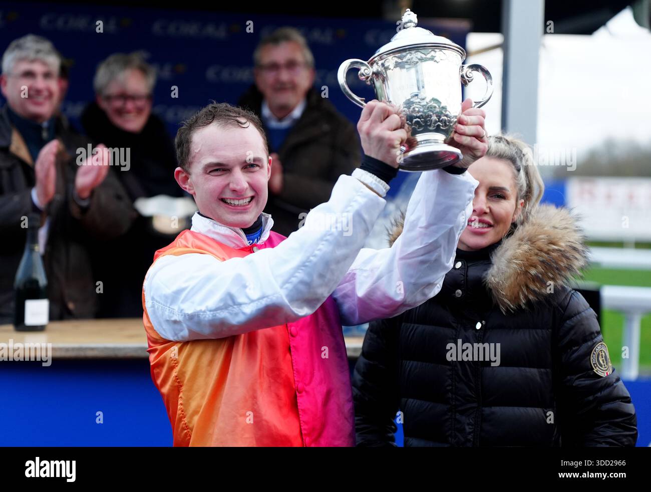 Jockey Sean Bowen with the trophy celebrates after ridding Haiti ...