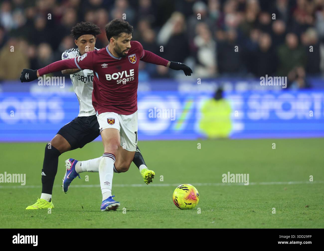 West Ham's Lucas Paquetá and Fulham's Kevin Santos Lopes de Macedo ...