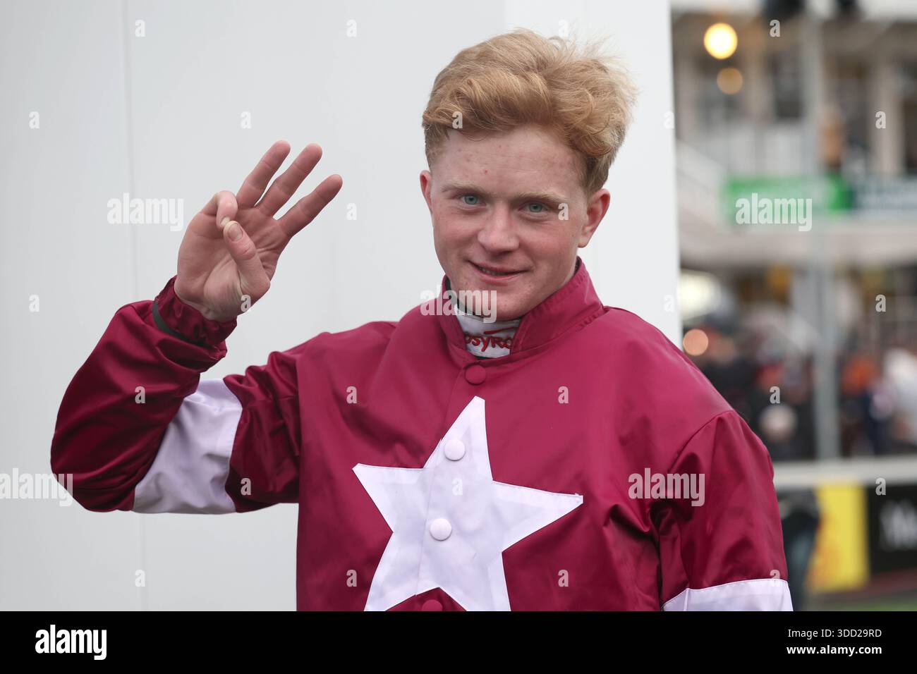 Jockey Sam Ewing after riding Favori De Champdou to victory in the ...