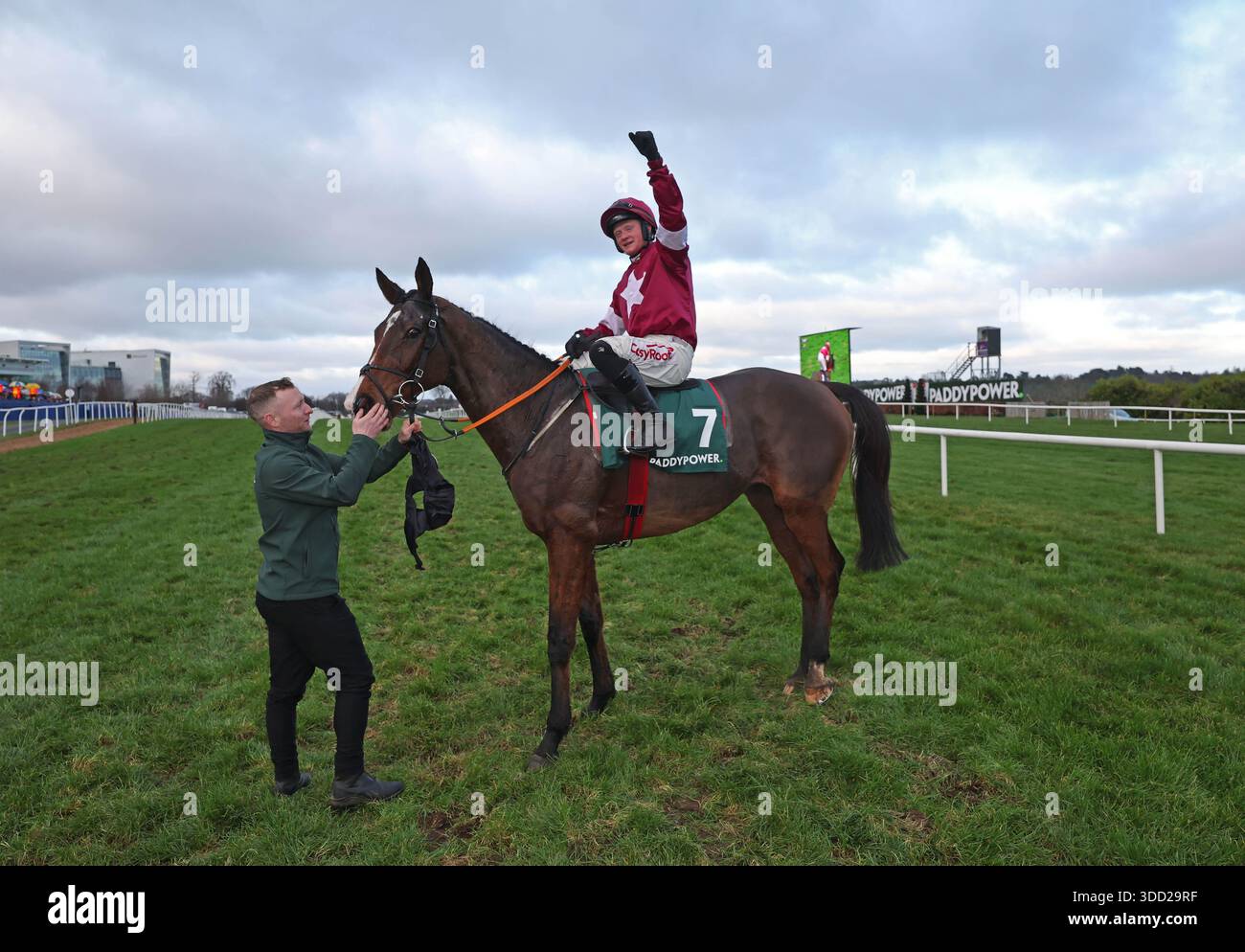 Jockey Sam Ewing after riding Favori De Champdou to victory in the ...