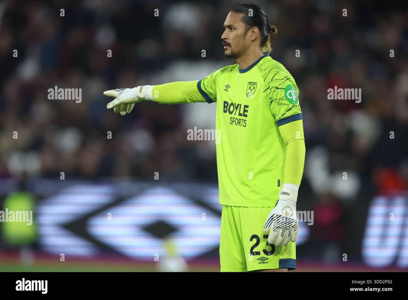 West Ham's goal keeper Alphonse Areola gestures during the Premier ...