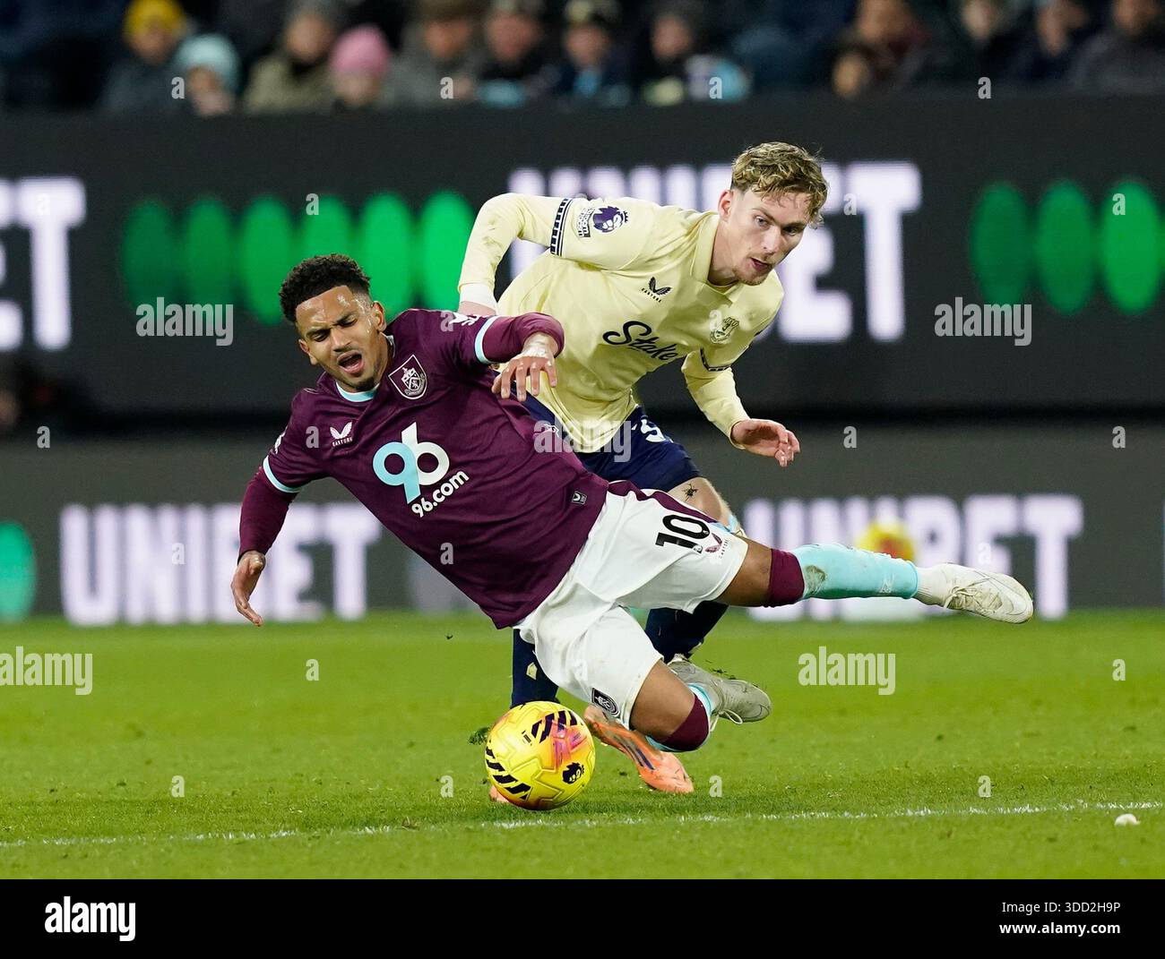 Burnley, England, 27th December 2025. Marcus Edwards of Burnley brought ...