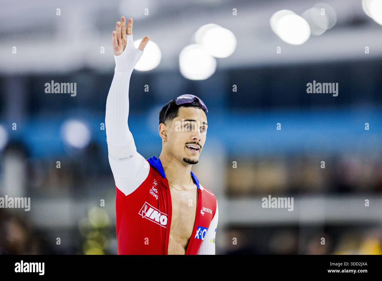 HEERENVEEN - Sebas Deniz in action during the men's 500m on the second ...