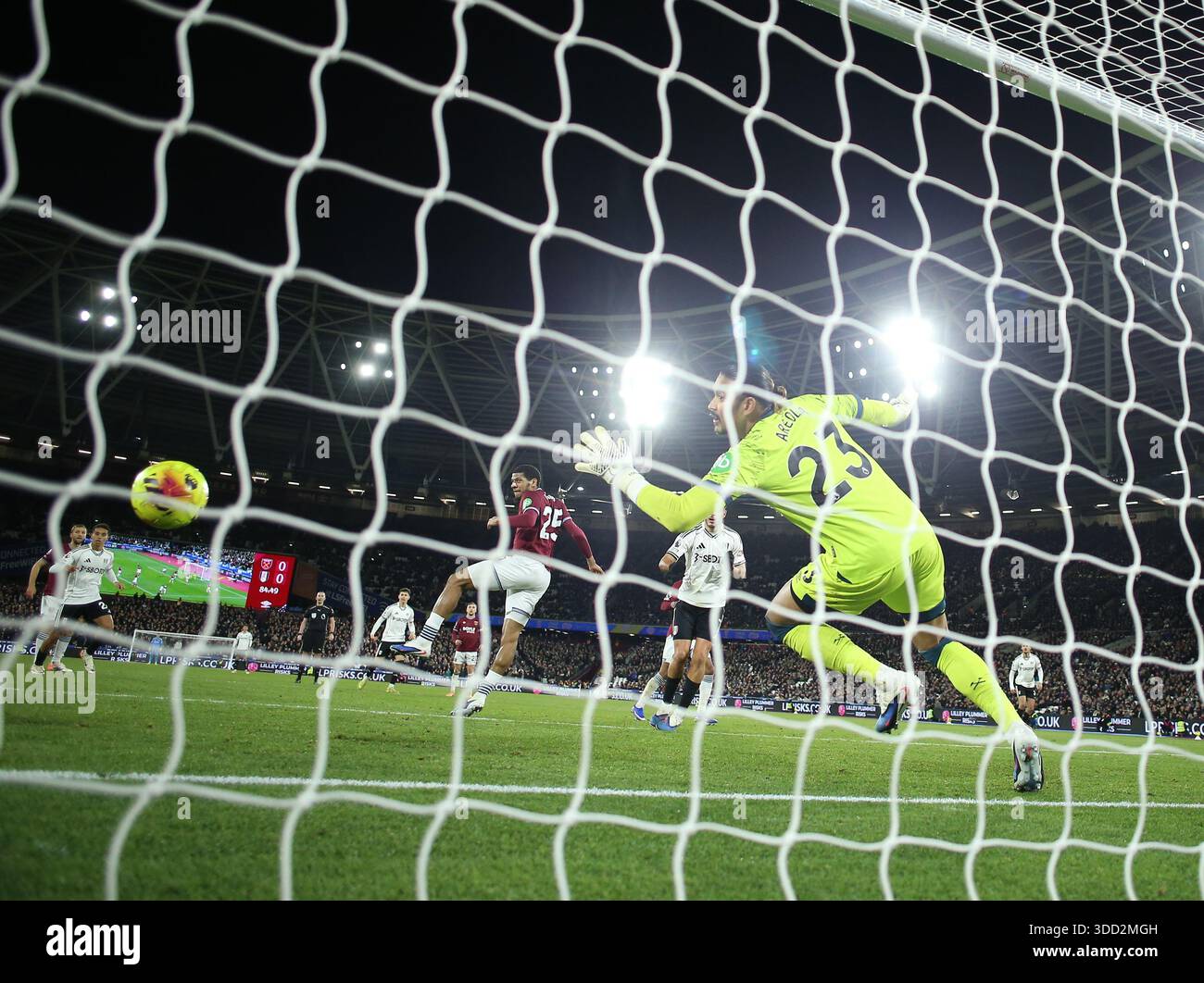 Fulham's Raul Jimenez (centre)scores his team's first goal during the ...