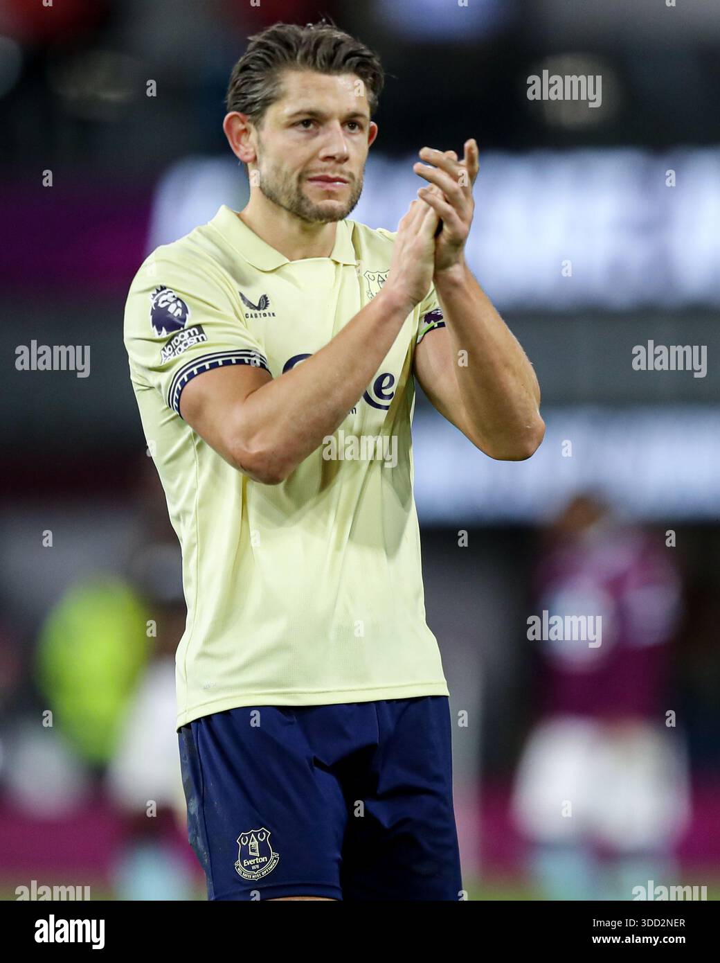 James Tarkowski of Everton claps fans after the Premier League match ...