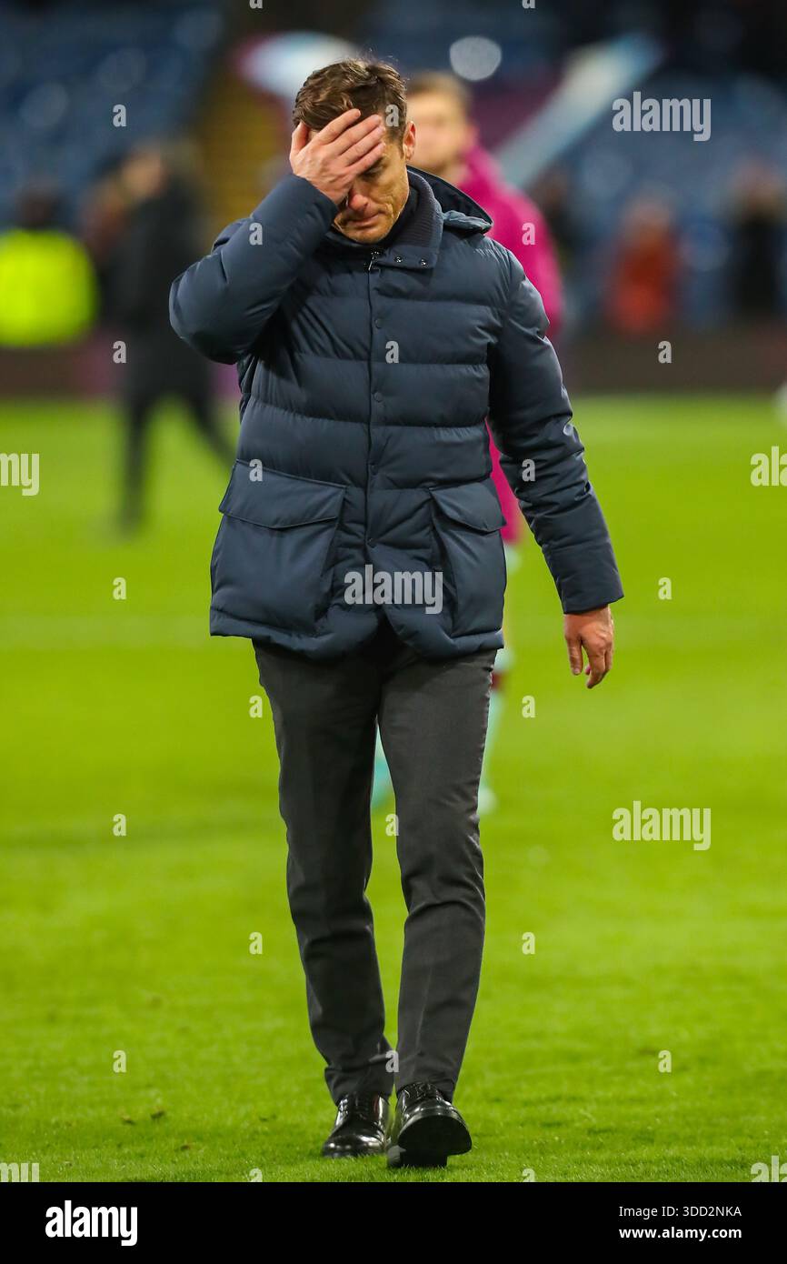 Scott Parker Manager Of Burnley dejected at full time during the ...