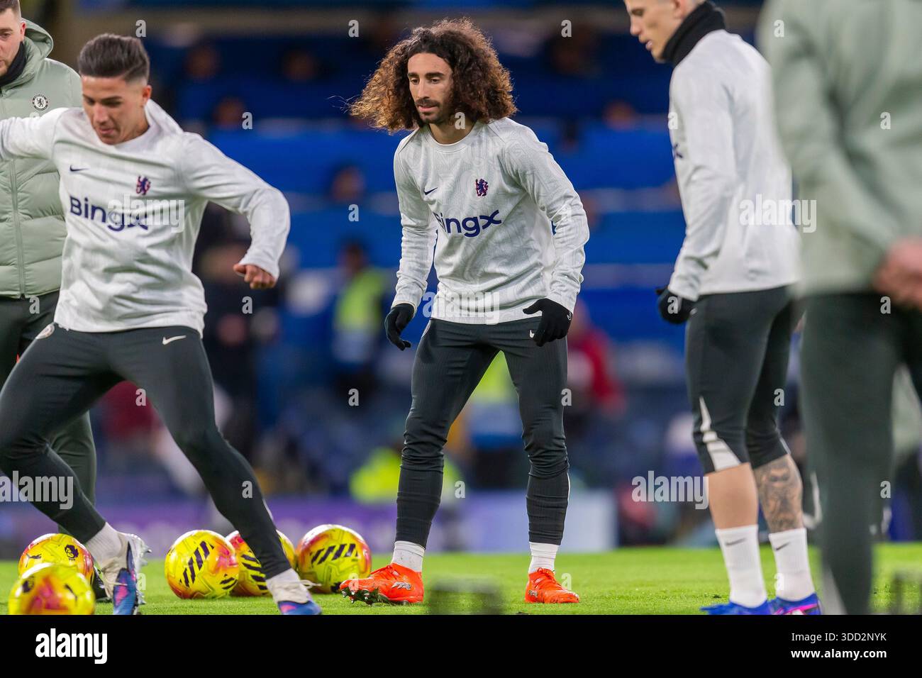 Marc Cucurella of Chelsea warms up before the Premier League match ...