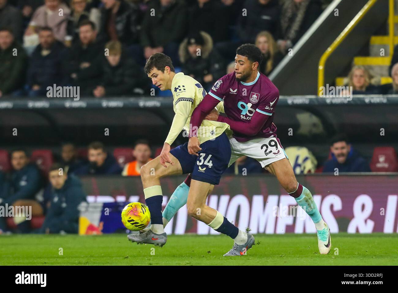 Josh Laurent Of Burley battles with Merlin Röhl Of Everton during the ...