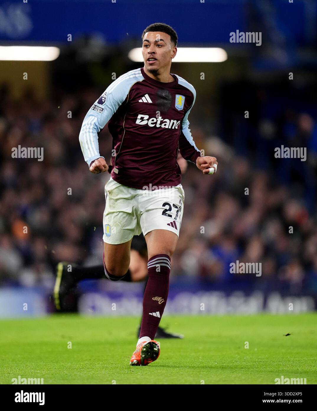 Aston Villa's Morgan Rogers during the Premier League match at Stamford ...