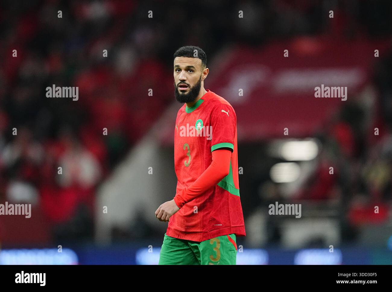 December 26 2025: Noussir Mazraoui of Morocco looks on during a 2025 ...
