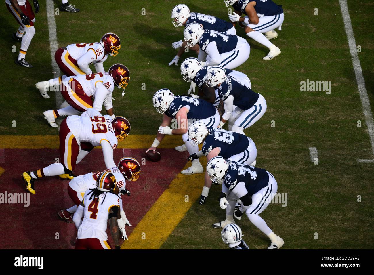 The Dallas Cowboys and the Washington Commanders during the first half ...