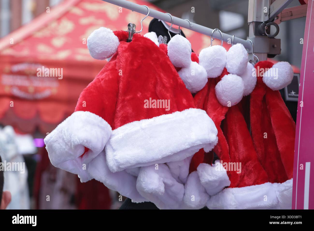 Dublin, Ireland - 24th December 2025 - Santa Claus hats on sale at a ...