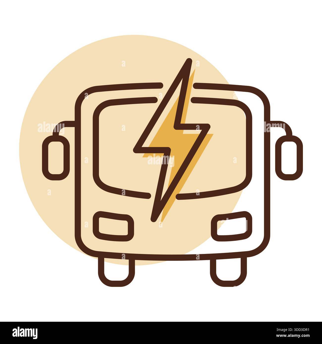 Minimalist outline electric bus icon with lightning bolt suitable for ...