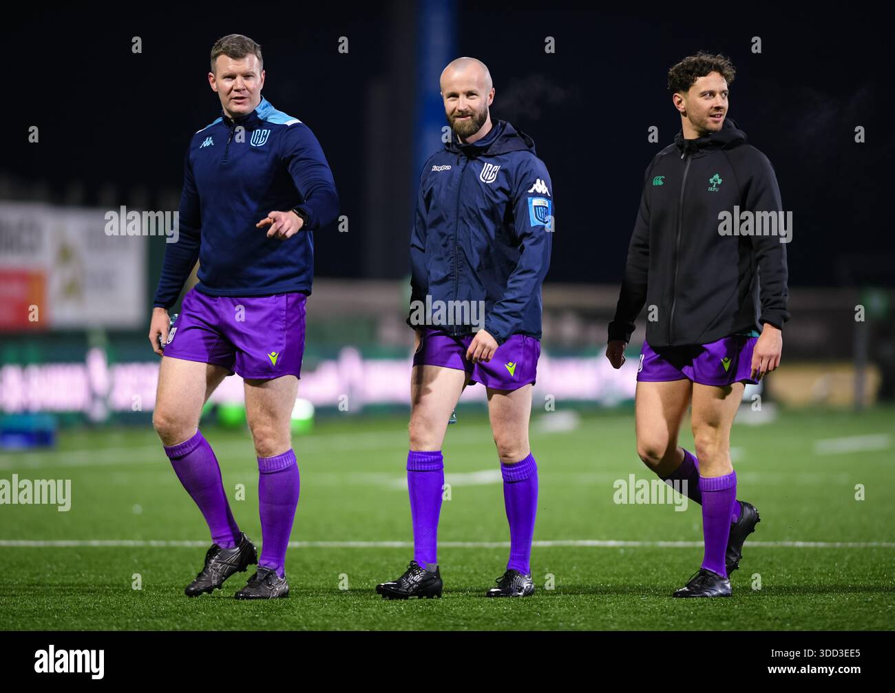 Galway, Ireland. 27th December, 2025. Match referee Eoghan Cross walks ...