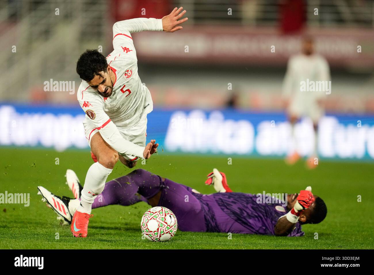 Nigeria's goalkeeper Stanley Nwabali saves at the feet of Tunisia's ...