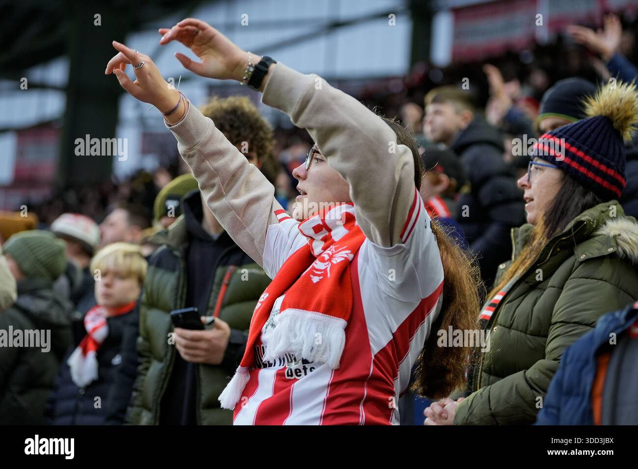 Brentford fans sing just before kick off during the Premier League ...