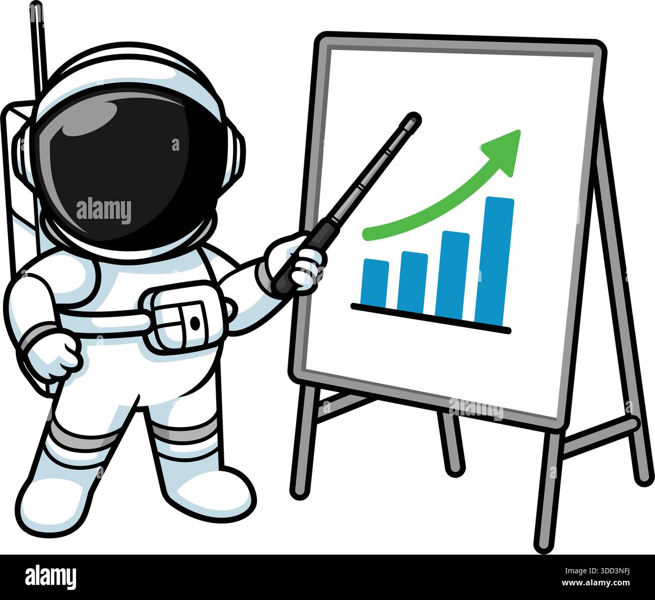 Cartoon Astronaut Presenting Growth Chart Illustration Stock Vector ...