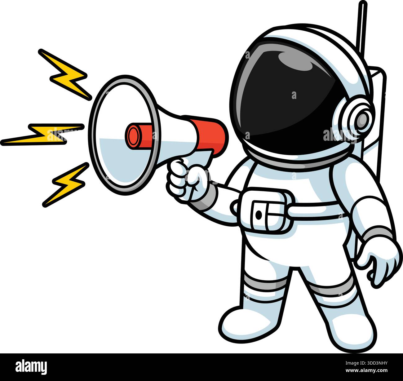Cartoon Astronaut Making Announcement with Megaphone Illustration Stock ...