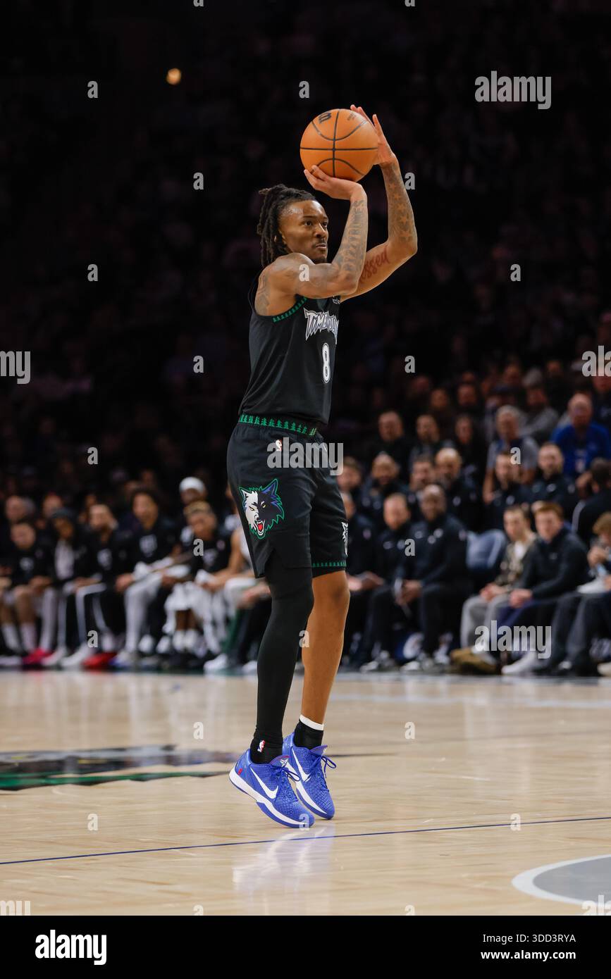 Minnesota Timberwolves guard Bones Hyland goes up for a 3-point shot ...
