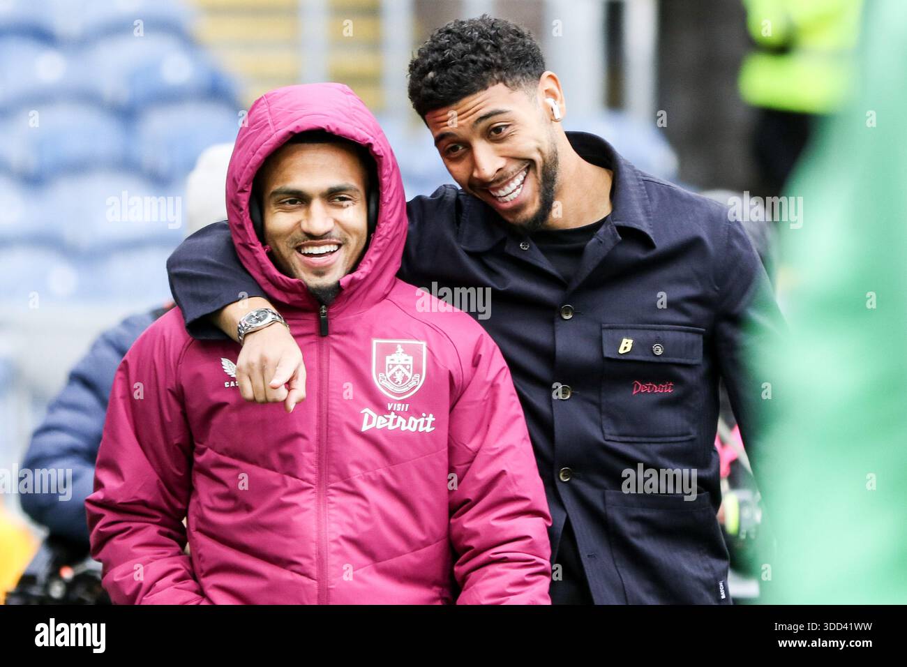 Marcus Edwards (10 Burnley) and Josh Laurent (29 Burnley) arrive before ...
