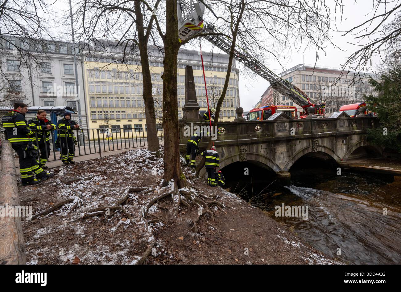 Fire department employees dismantle the installations and devices for ...