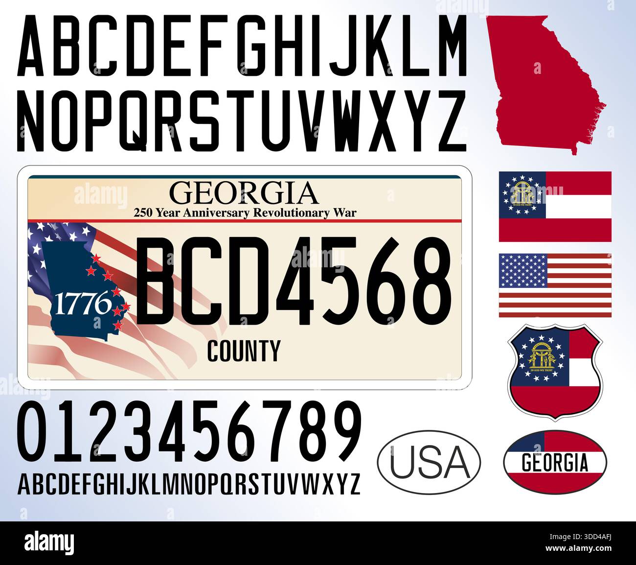Georgia US state car license plate pattern 250th 2026, letters, numbers ...