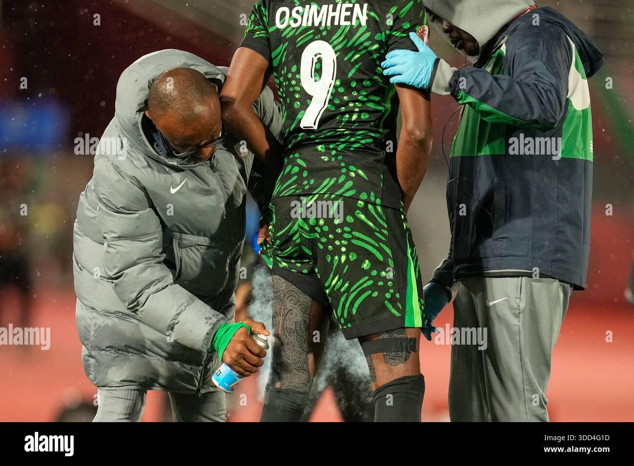 Nigeria's Victor Osimhen receives treatment during the Africa Cup of ...